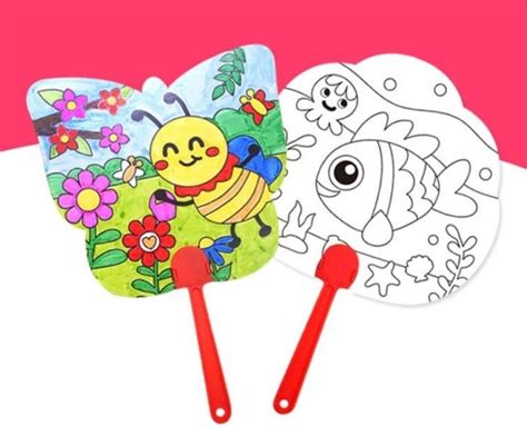 吉米生活館 Diy塗鴨紙扇 Diy彩繪扇子 填色塗紙扇 彩繪手拿扇 Diy手繪扇子 Diy繪畫扇 Diy塗鴨扇子 畫扇子 Yahoo奇摩拍賣