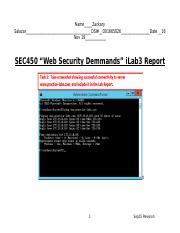 Documents SEC450 ILab3 Web Security Demmands Report W3 Docx Name