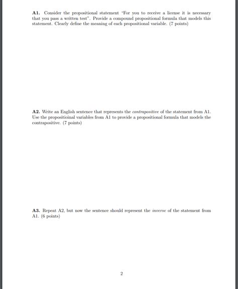 Solved Al Consider The Propositional Statement For You To
