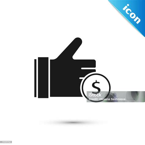 Icône Noire De Pièce De Monnaie De Fixation De Main Disolement Sur Le