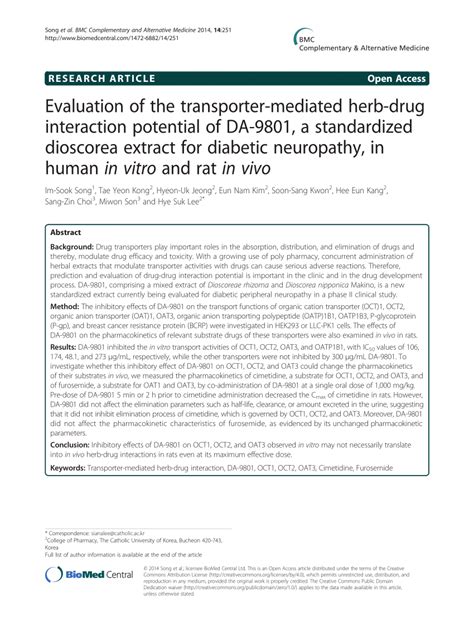 Pdf Evaluation Of The Transporter Mediated Herb Drug Interaction