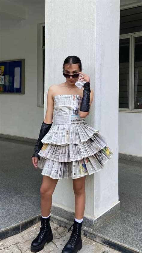 Paper Dress Aesth Recycled Dress Upcycled Fashion Paper Dress