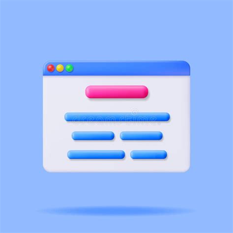3d Browser Window With Web Page Stock Vector Illustration Of Online