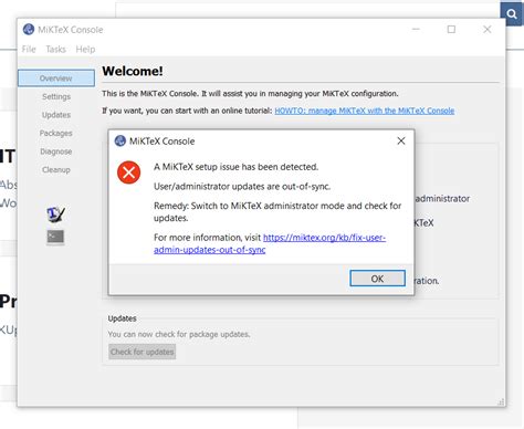 Issues With Updating Miktex With Admin Access · Miktex Miktex