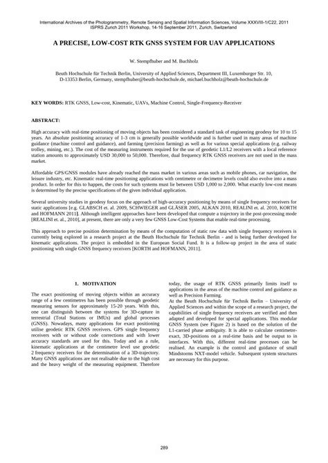 PDF A PRECISE LOW COST RTK GNSS SYSTEM FOR UAV APPLICATIONS A PRECISE LOW COST RTK GNSS