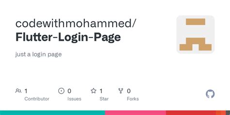 Github Codewithmohammed Flutter Login Page Just A Login Page