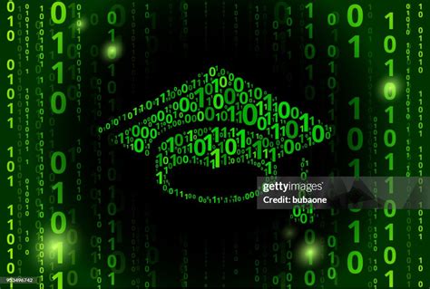 graduation hat binary code vector pattern background high res vector