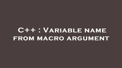 C Variable Name From Macro Argument YouTube