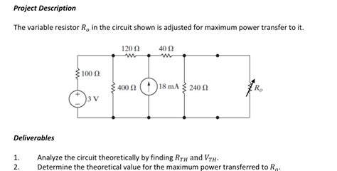 solved the variable resistor ro in the circuit shown is