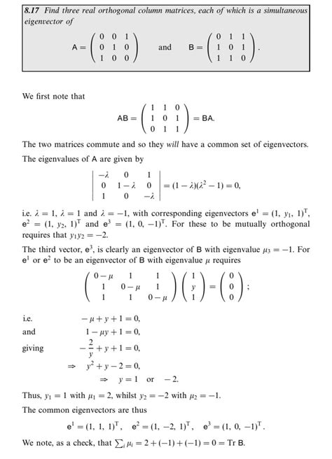 8 17 find three real orthogonal column matrices each