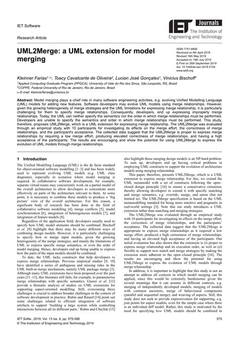 Pdf Uml2merge A Uml Extension For Model Merging