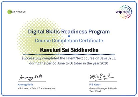 Talentnext Wiprotalentnext Wipro Sai Siddhardha Kavuluri