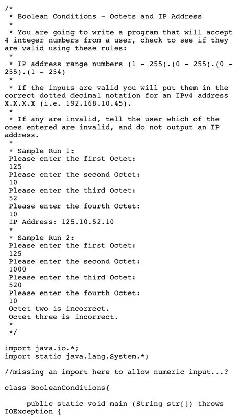 Solved Boolean Conditions ﻿octets And Ip Addressyou Are