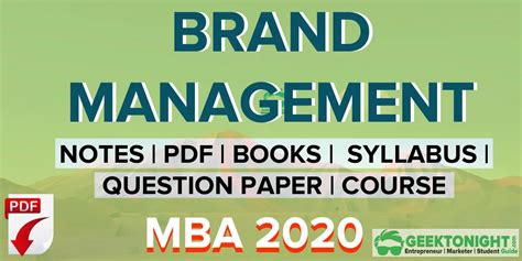 Brand Management Notes Pdf Syllabus Mba 2025