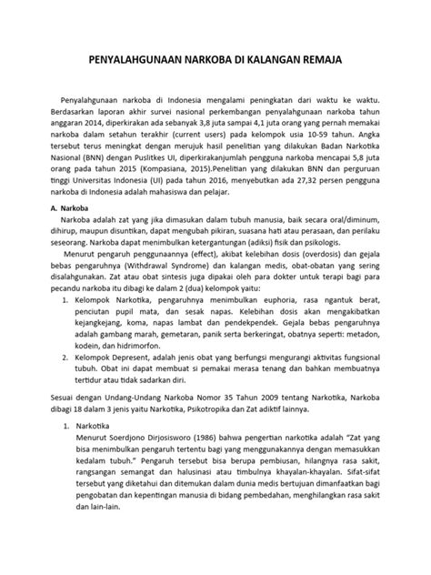Penyalahgunaan Narkoba Di Kalangan Remaja Pdf Sains And Matematika
