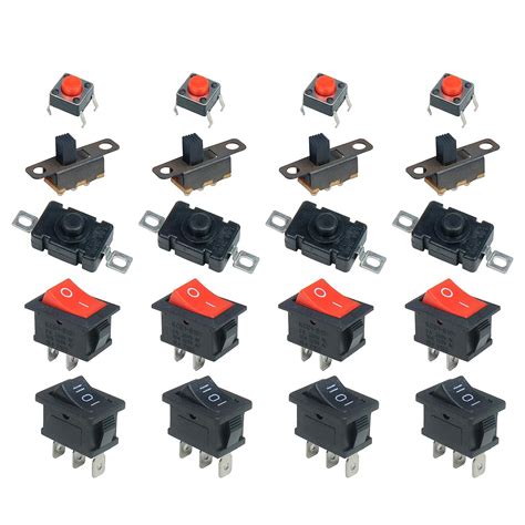 Electronic Spices Combo Of Switches Rocker Push Slide 4pcs Each Industrial