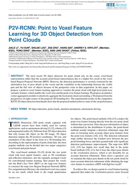 Pdf P2v Rcnn Point To Voxel Feature Learning For 3d Object Detection From Point Clouds