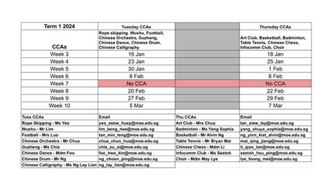 Cca Schedule