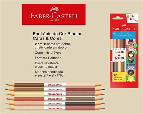 L Pis De Cor Faber Castell Redondo Caras E Cores Bicolor Cores Promotop