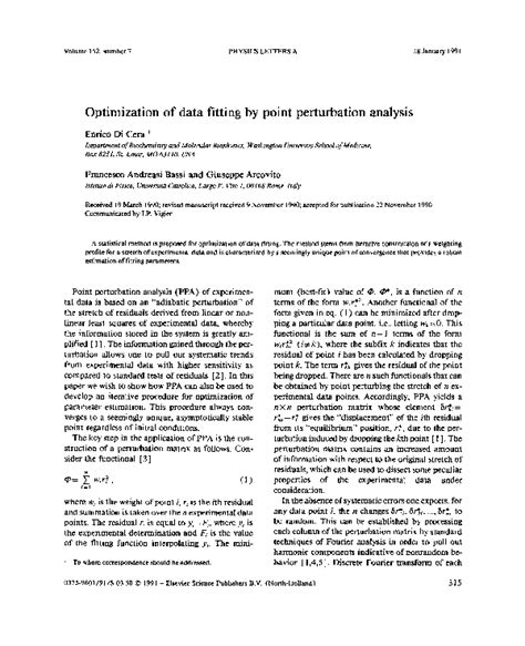 pdf optimization of data fitting by point perturbation analysis
