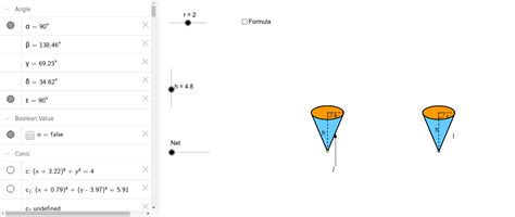 Net Of A Cone Geogebra