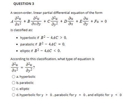 Question 3a Secon Order Linear Partial Differential