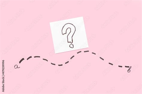 Sticky Note With Question Mark And Drawn Dashed Line On Pink Background Stock Photo Adobe Stock