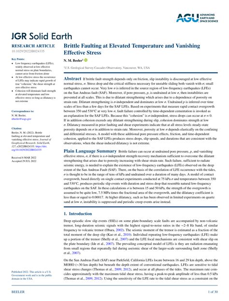 Brittle Faulting At Elevated Temperature And Vanishing Effective Stress