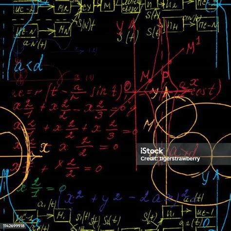 손으로 쓴 수학 공식 수학 관계 또는 기호로 표현 된 규칙 덧셈 뺄셈 곱셈 나눗셈 등의 다양 한 작업으로 완벽 한 끝 없는 패턴
