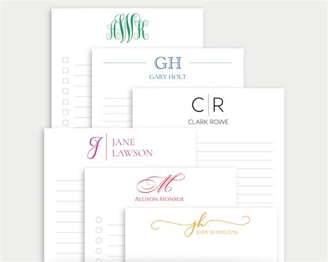 personalized monogram notepad stationery desk pad elegant custom