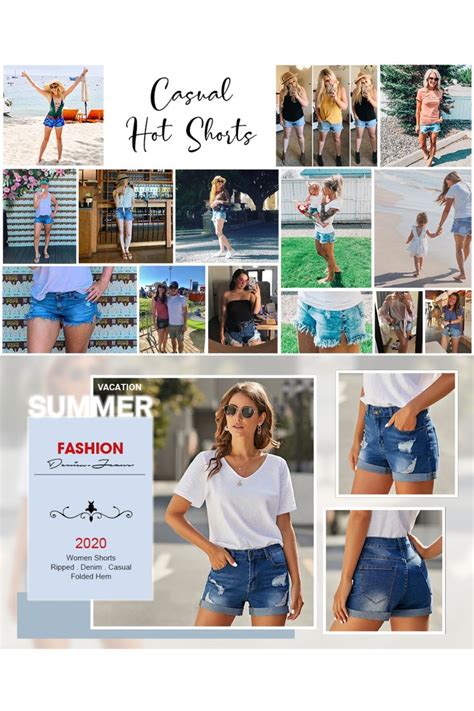 Luvamia Womens Ripped Denim Jean Shorts High Waisted Stretchy Folded