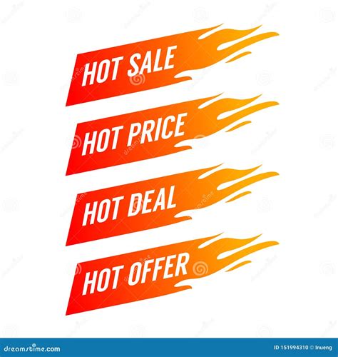Flat Promotion Fire Banner Price Tag Hot Sale Offer Price Stock Vector Illustration Of