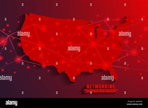 Network Connection Background Red Usa Map Vector Illustration Eps