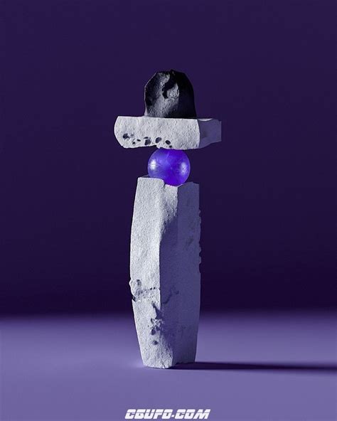 静帧工程 C4d Redshift石块下的玻璃球创意工程 Rocks Cgufo