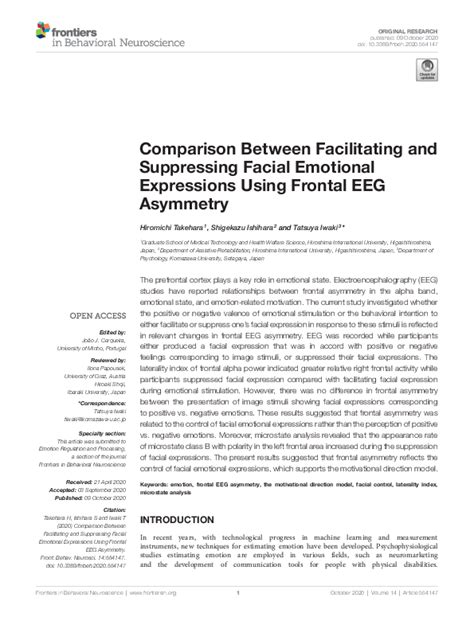 Pdf Comparison Between Facilitating And Suppressing Facial Emotional Expressions Using Frontal