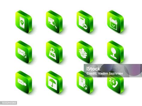 세트 검색 패키지 골판지 상자 캘린더 확인 마크 푸시 핀 전화 24 시간 지원 골판지 교통 기호 봉투 방패 및 우산 아이콘배달