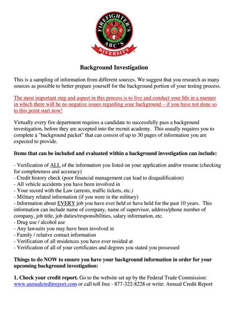 Fillable Online Background Investigation Sample Documents Pdf Fax Email