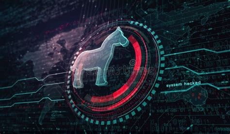 Trojan Virus Cyber Crime Symbol Digital Concept 3d Illustration Stock Illustration