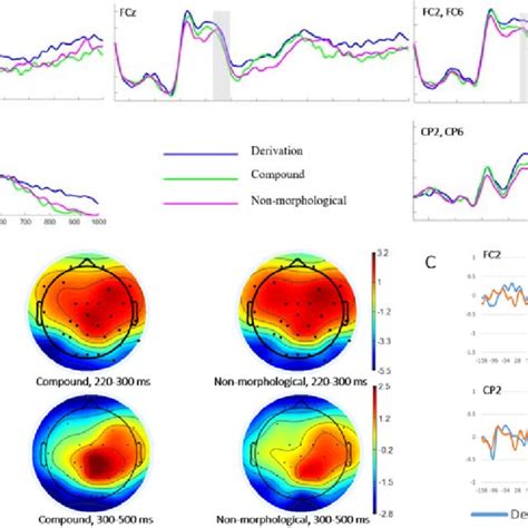 Visualization Of Erp Results A Grand Average Erps Over The Frontal
