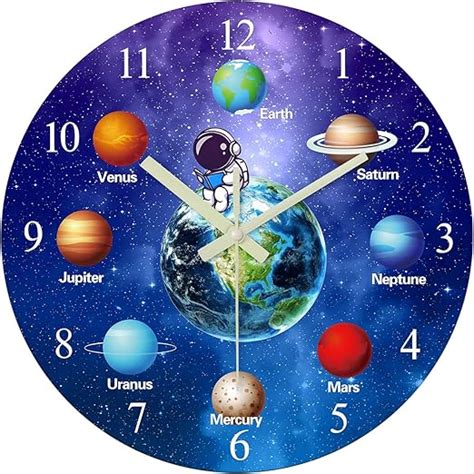 Amazon.com: Constantplanet Glow in The Dark Wall Clock for Bedroom Blue Wall Clocks Battery ...