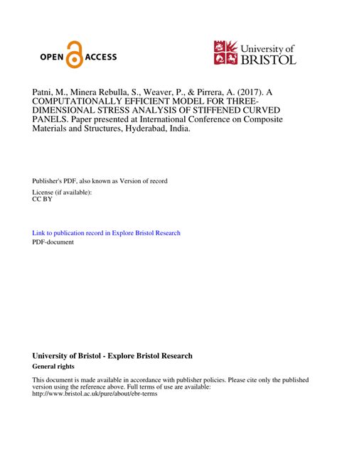 Pdf A Computationally Efficient Model For Three Dimensional Stress Analysis Of Stiffened