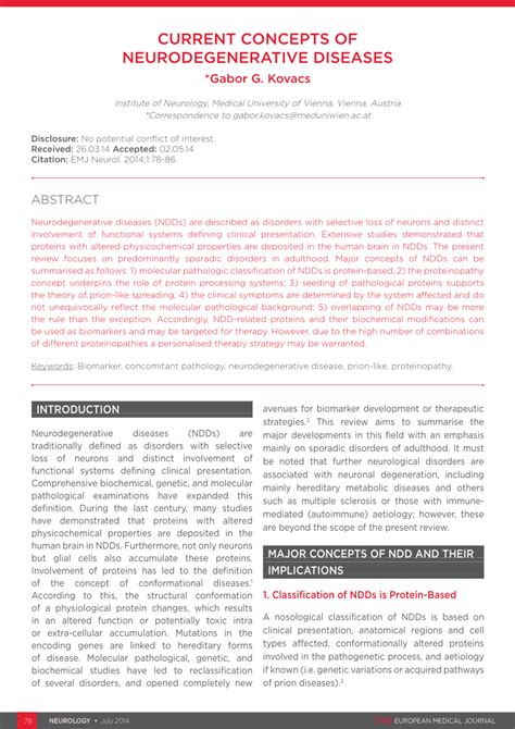 PDF Current Concepts Of Neurodegenerative Diseases