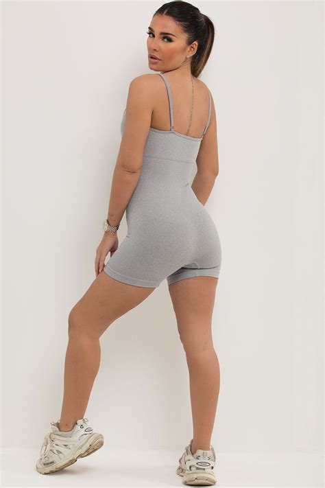 Sculpting Unitard Structured Ribbed Grey Festival Outfit Uk