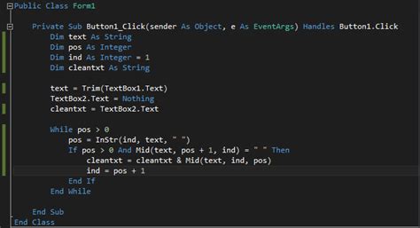 Vbnet Delete Excess White Spaces Between Words In A Sentence Stack