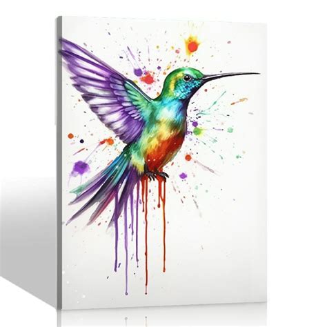 Onetech Hummingbird Canvas Wall Art Birds Pictures Set Of 3 Framed