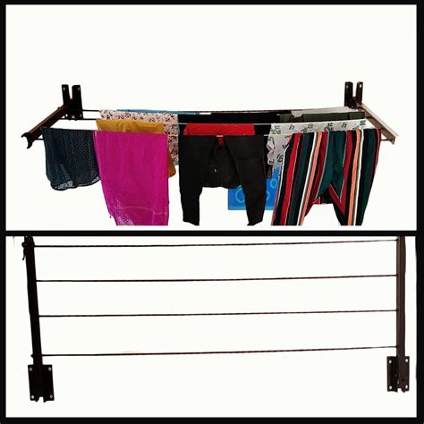 Wall Mount Foldable Cloth Drying Stand Cloth Drying Rack Tier Black Amazon In Home Kitchen
