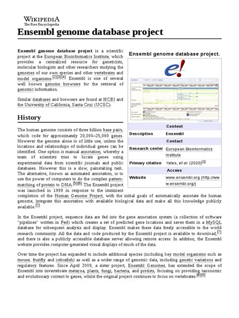 Ensembl Genome Database Project Pdf Biology Biotechnology