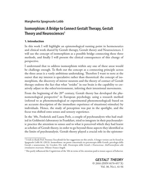 Isomorphism A Bridge To Connect Gestalt Pdf Gestalt Therapy Psychotherapy