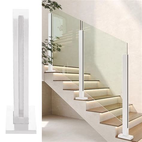 Glass Railing Post White Glass Railing Hardware Modern Indoor Stairs