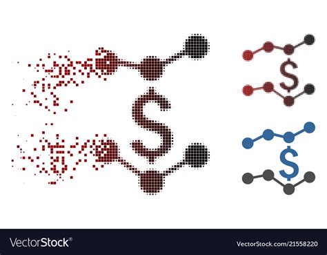Moving Pixel Halftone Financial Trends Icon Vector Image